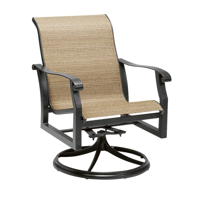Cortland Sling Swivel Rocking Dining Arm Chair Sling — Elevate Backyard